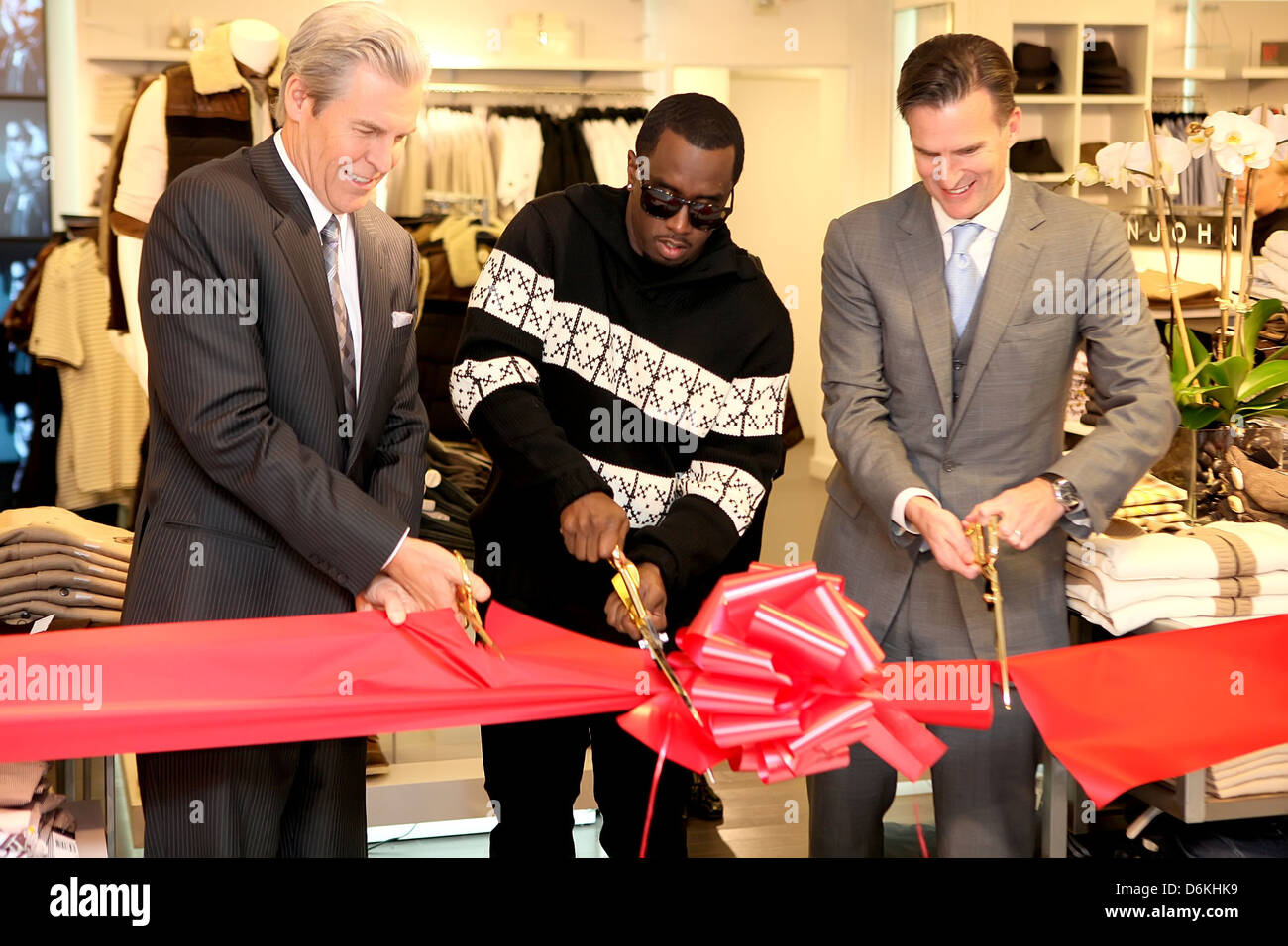 Terry J. Lundgren and Sean Combs aka Diddy attend a ribbon cutting to ...