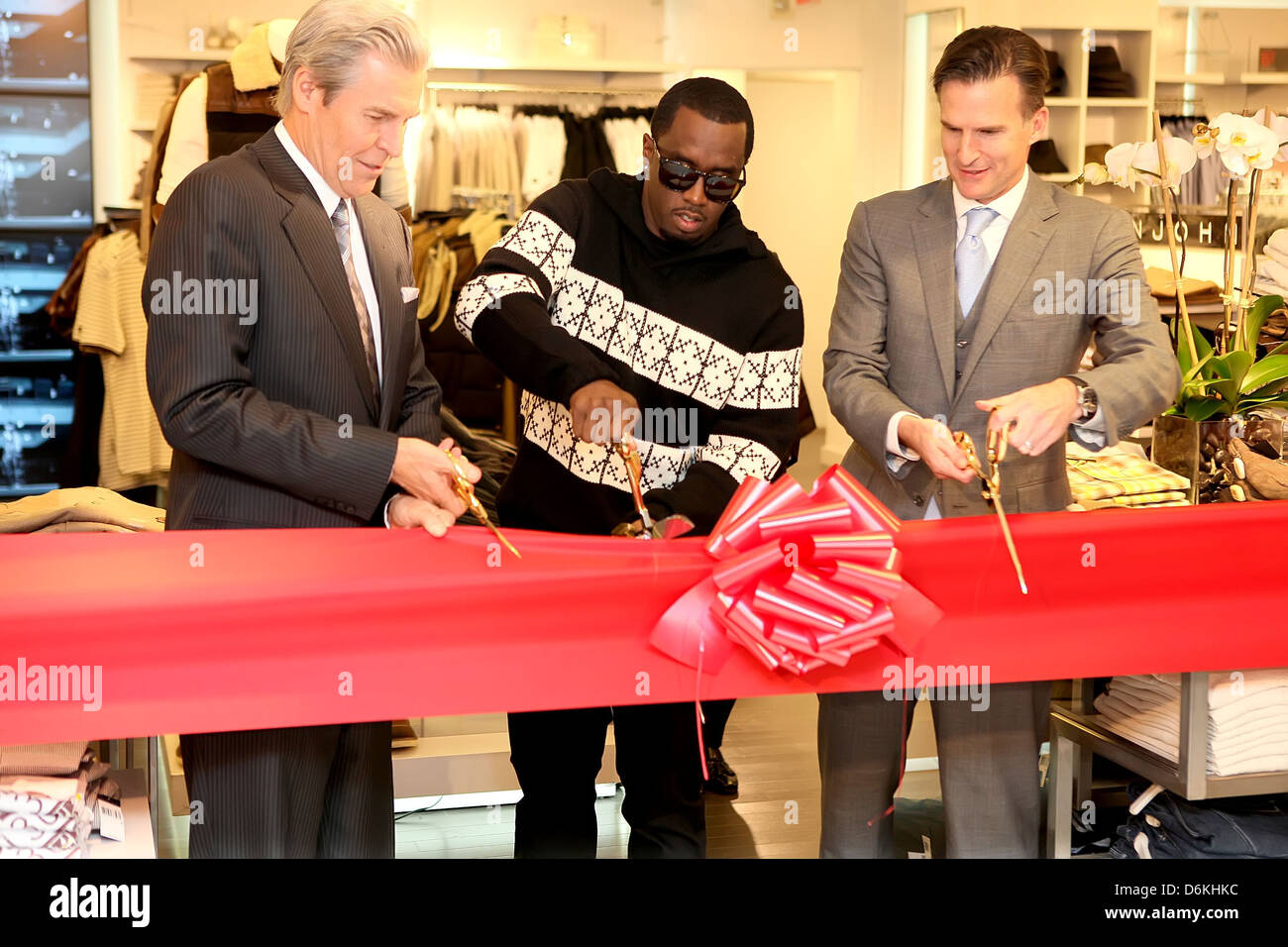 Terry J. Lundgren and Sean Combs aka Diddy attend a ribbon cutting to ...