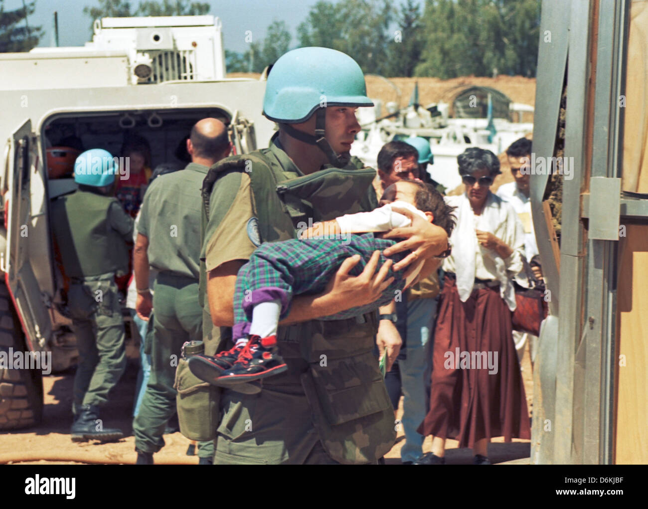 French UN soldiers evacuate the injured, Sarajevo, Bosnia and ...