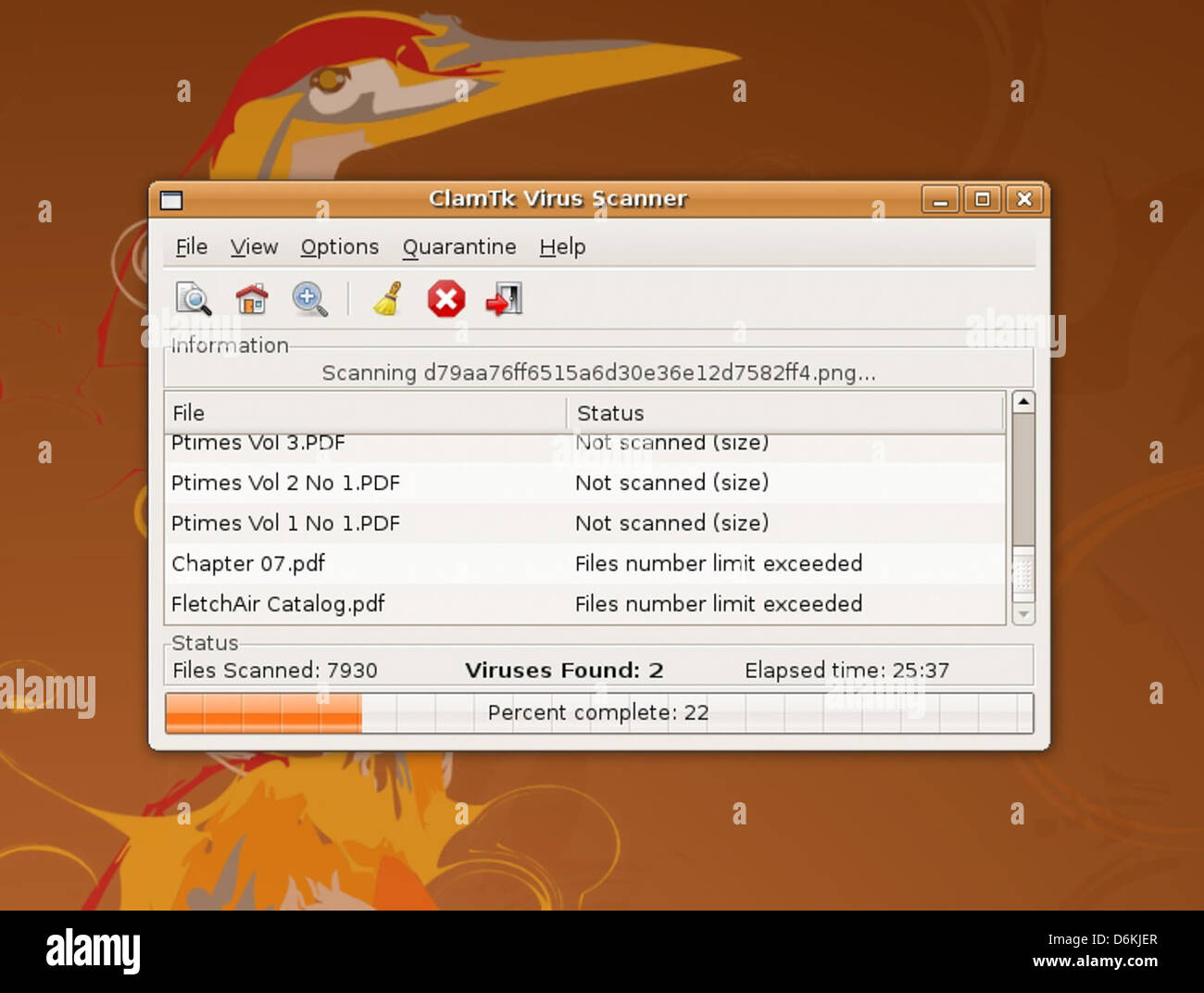 This image is related to the ClamTK 3.08, a graphical front-end for the Clam Antivirus software ...