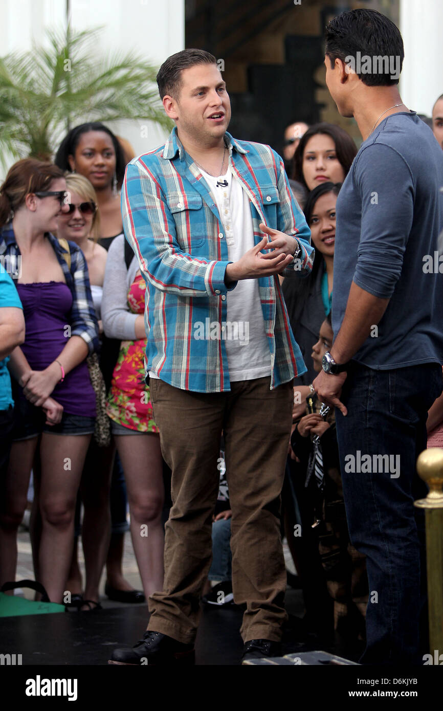 Jonah Hill at The Grove to film an appearance for the entertainment ...
