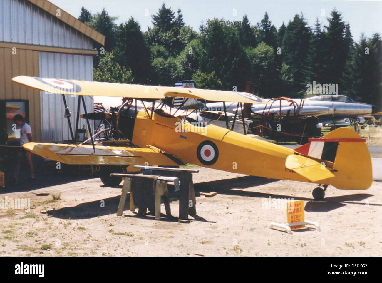 A photograph of a Fleet Finch aircraft, a small two-seat monoplane ...