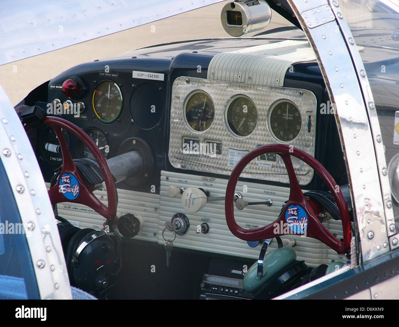 The instrument panel of the Globe Swift, a classic light aircraft ...