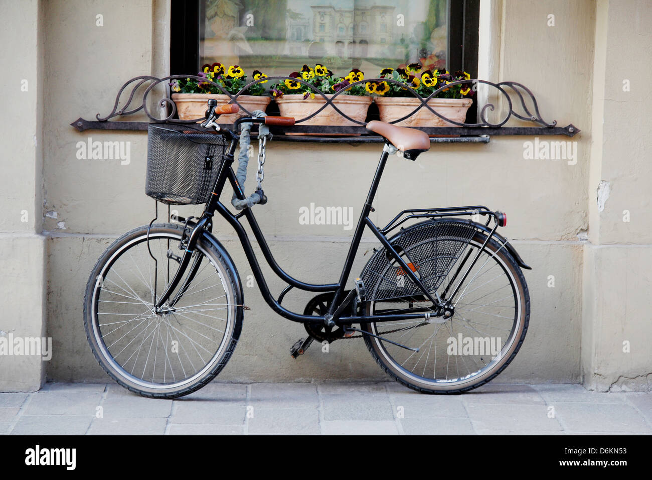 vintage bike under the window Stock Photo - Alamy