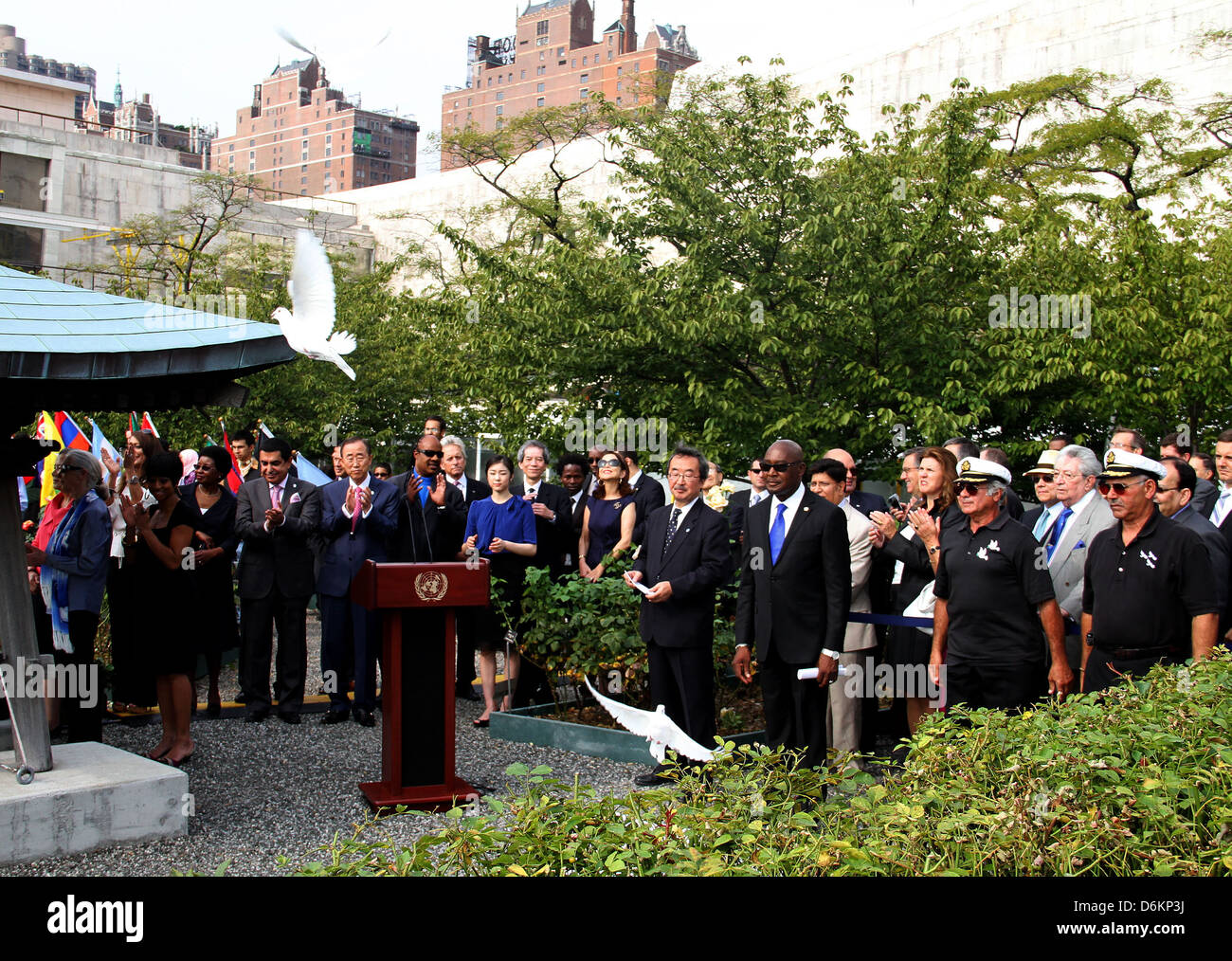White doves released during the Peace Bell ceremony 30th anniversary ...