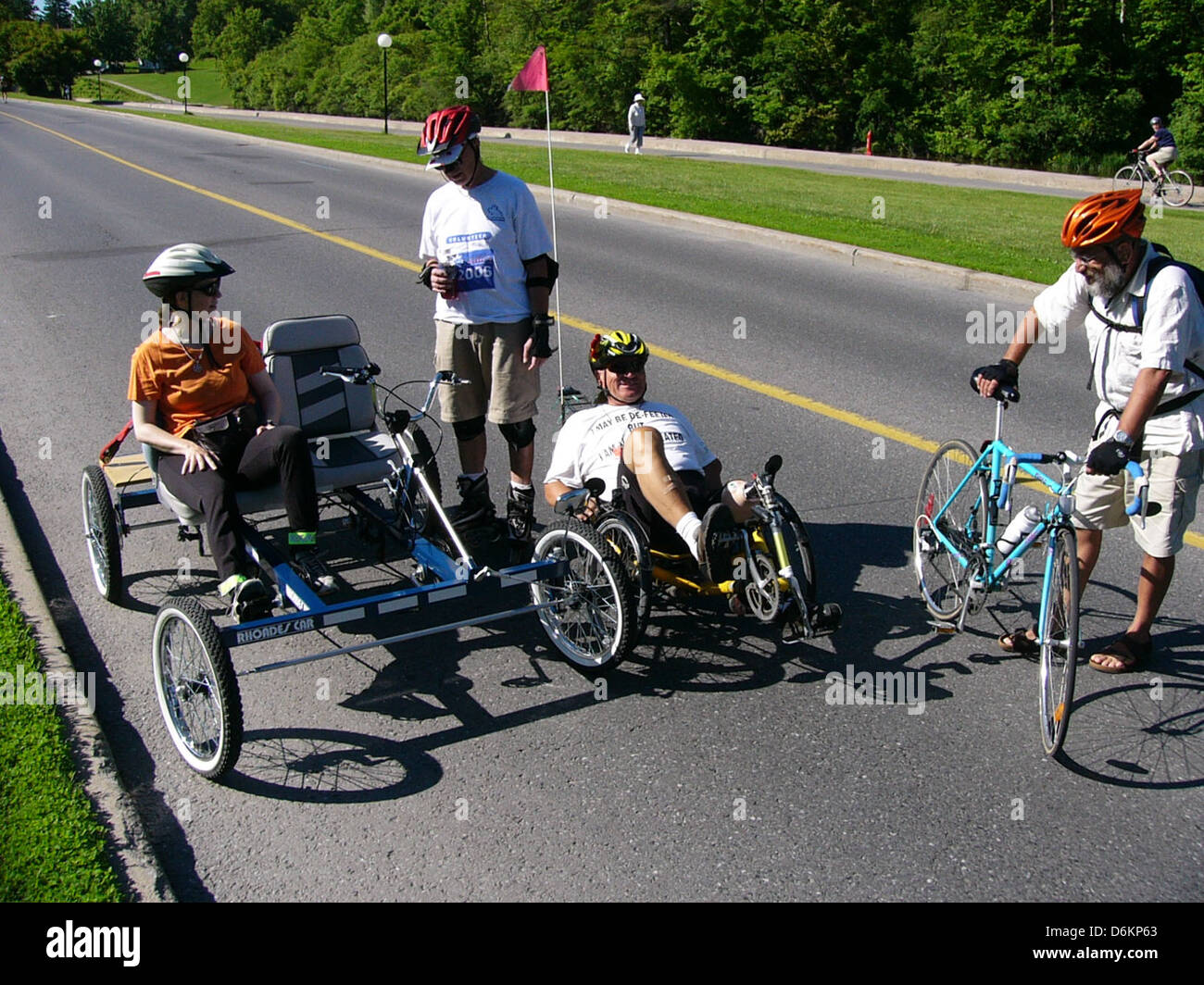 A photo of a quadracycle, a four-wheeled bicycle designed for ...