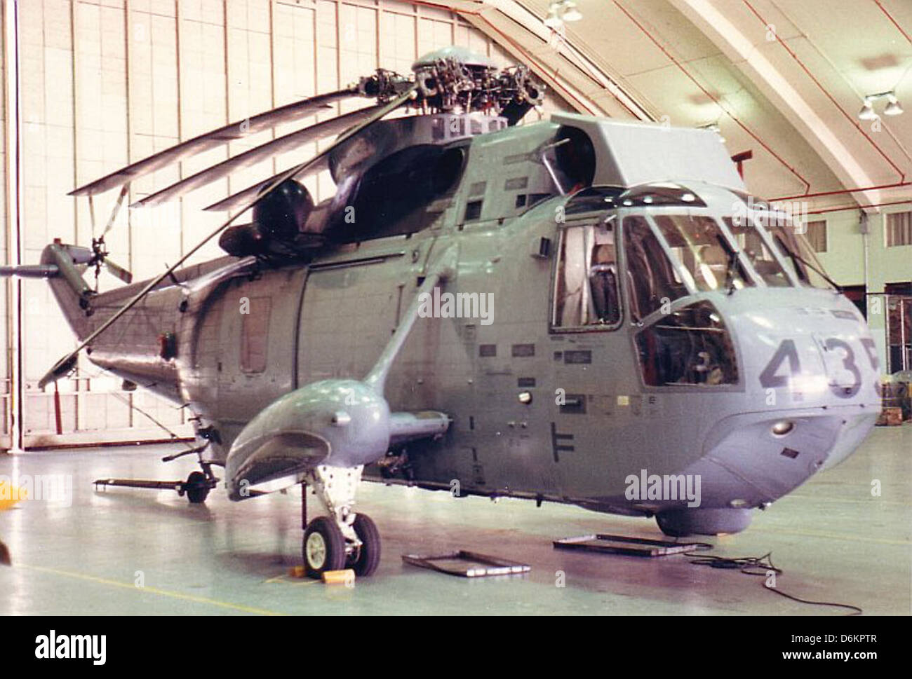 A Sikorsky CH-124 Sea King helicopter in flight. This military aircraft ...