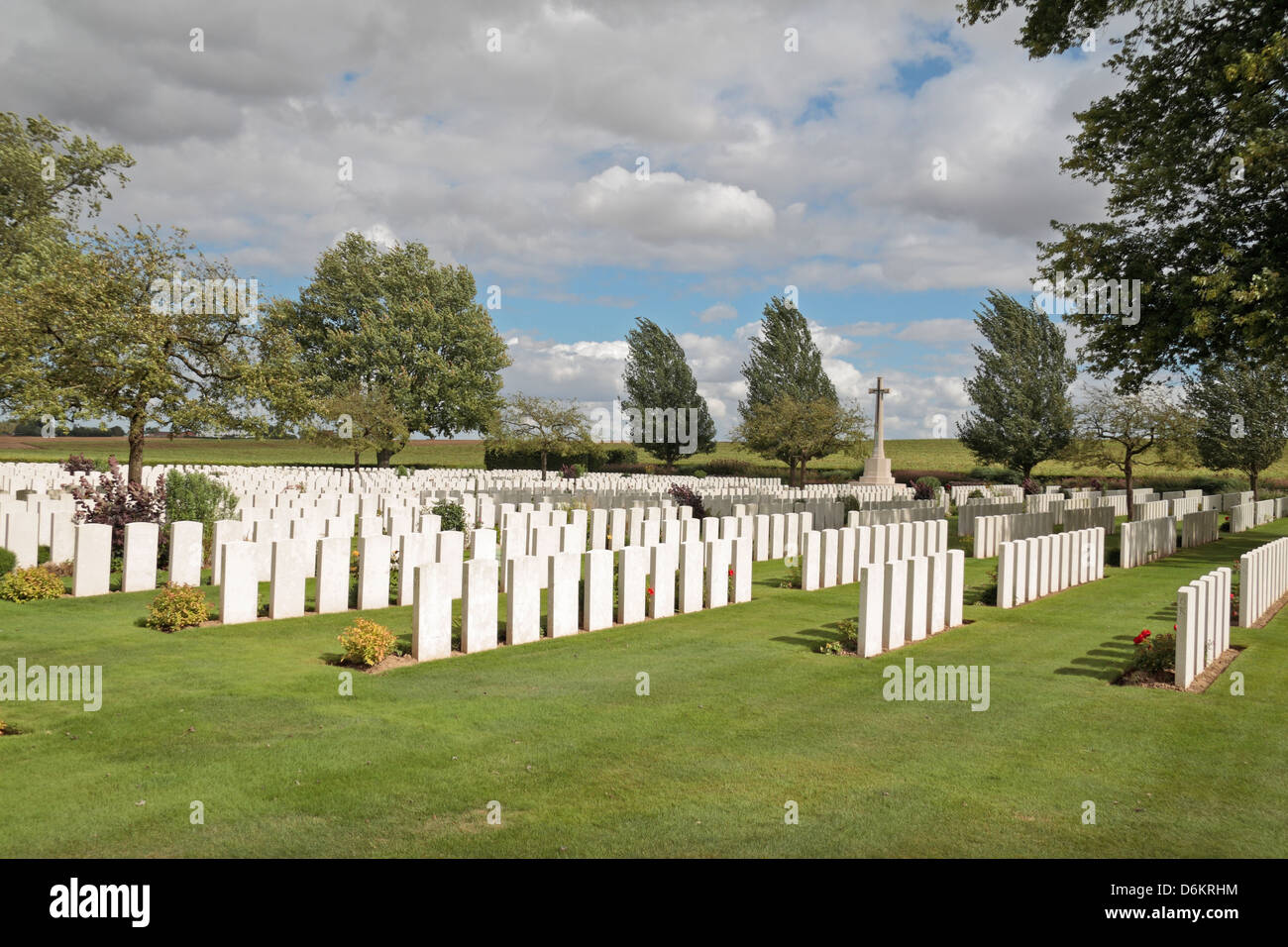 General view of the CWGC Warlencourt British Cemetery, Pas de Calais ...
