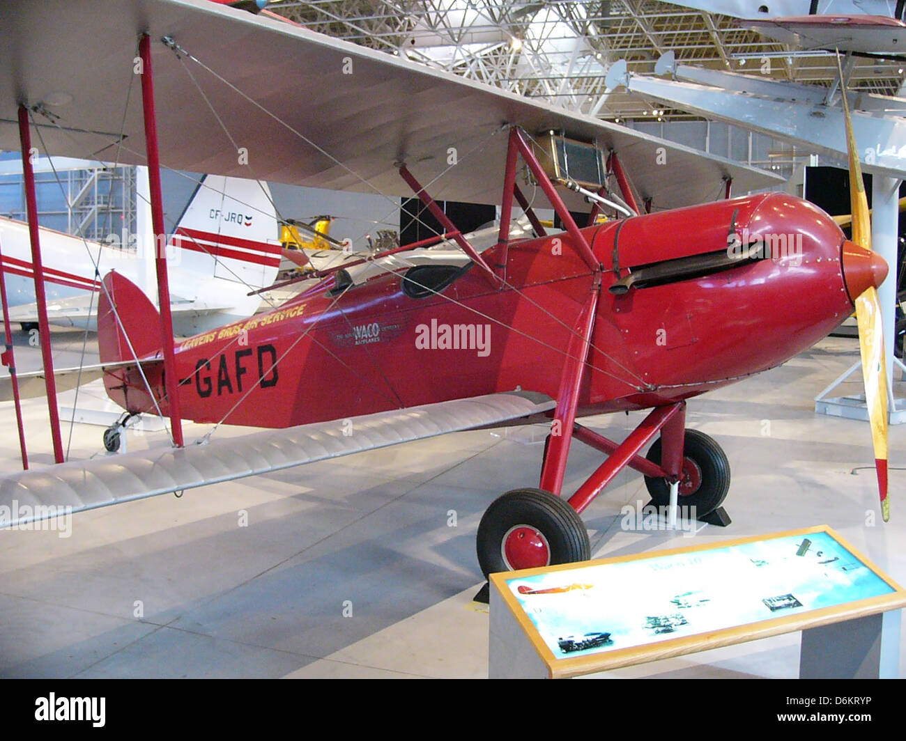 A vintage Waco 10 (GXE) aircraft, captured in a detailed shot. The ...