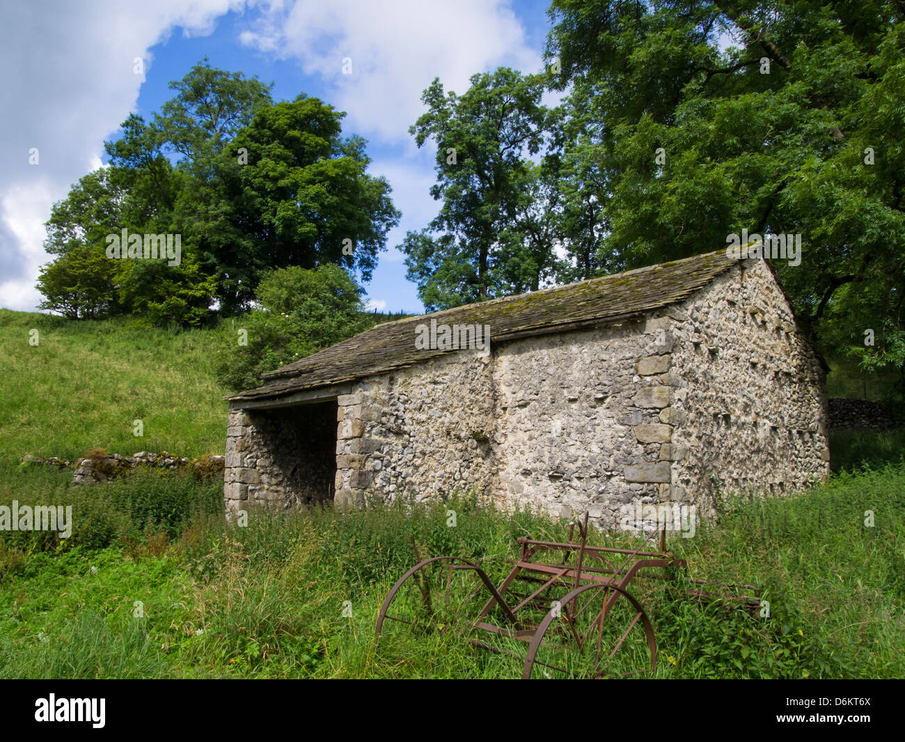 England, North Yorkshire, Yorkshire Dales National Park. A stone farm ...