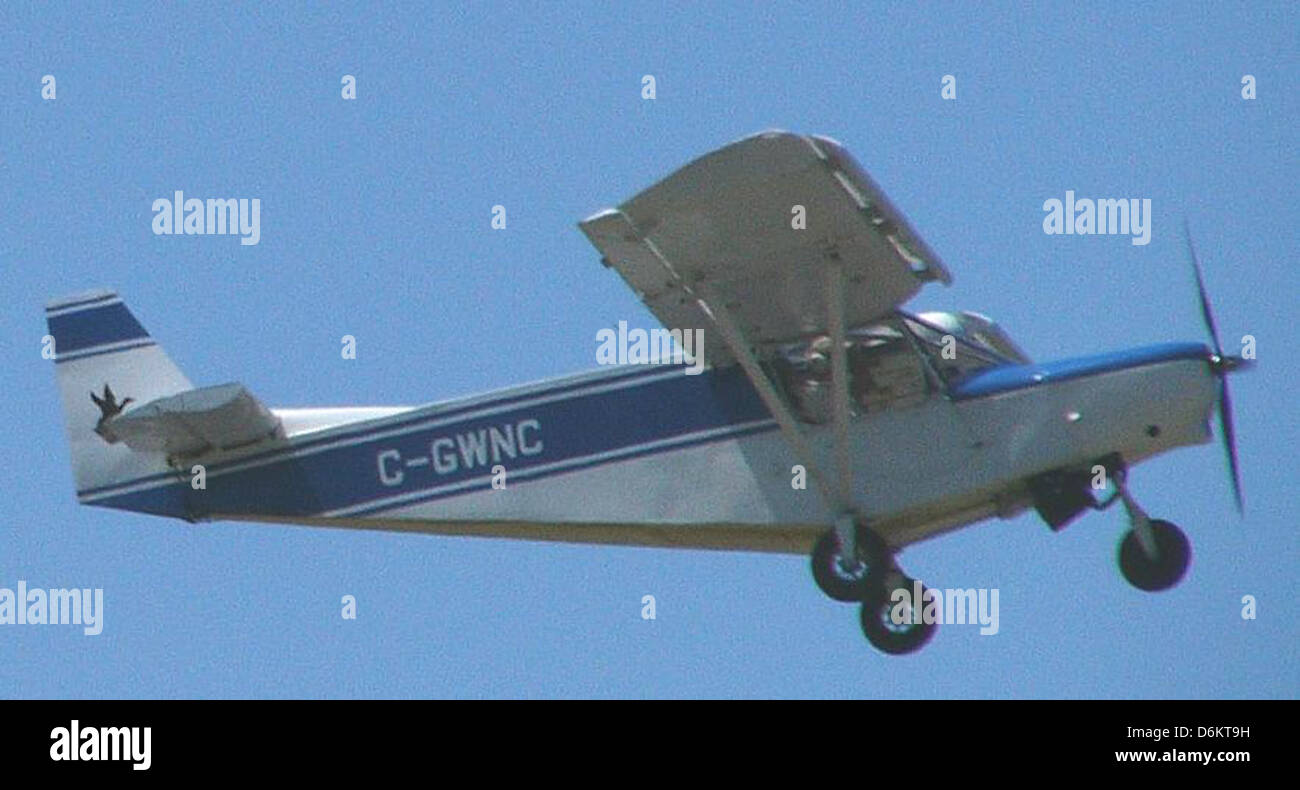 The image features a Zenair CH701, a light aircraft known for its high ...