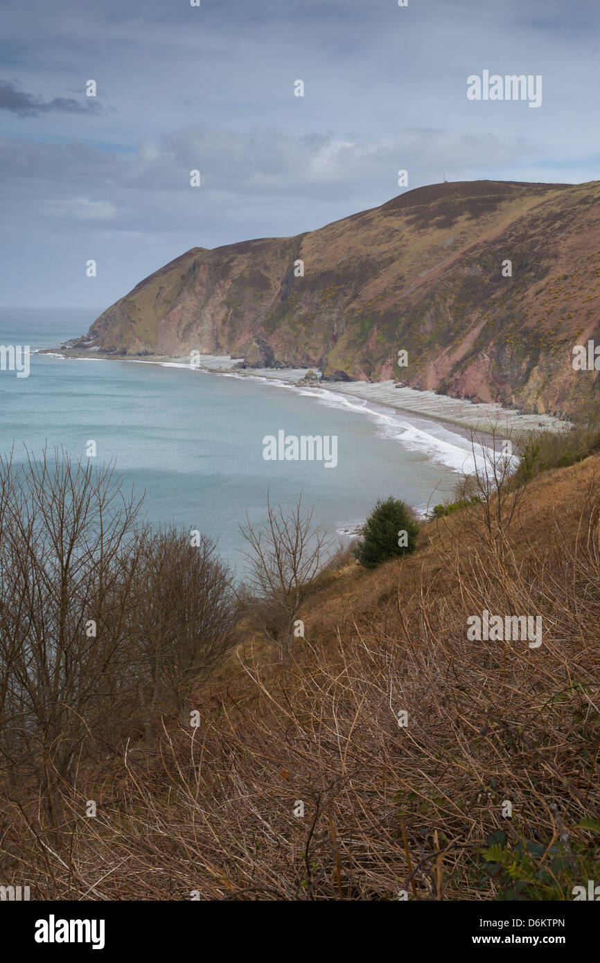 Lynmouth Bay Devon, England, view towards Foreland Point, Blackhead and ...