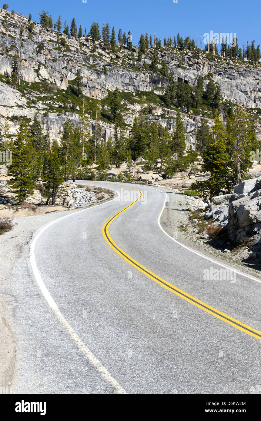 road with curves in Yosemite National Park in California Stock Photo ...