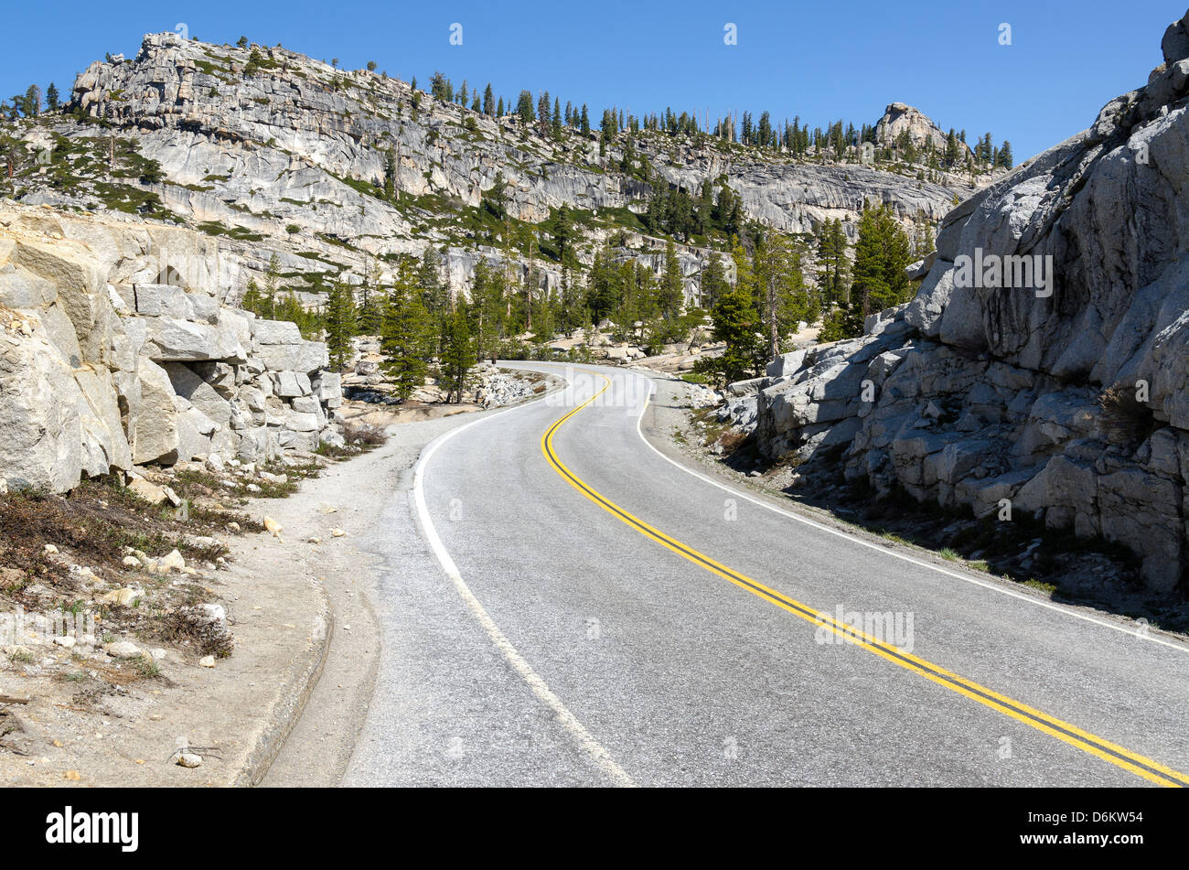 road with curves in Yosemite National Park in California Stock Photo ...