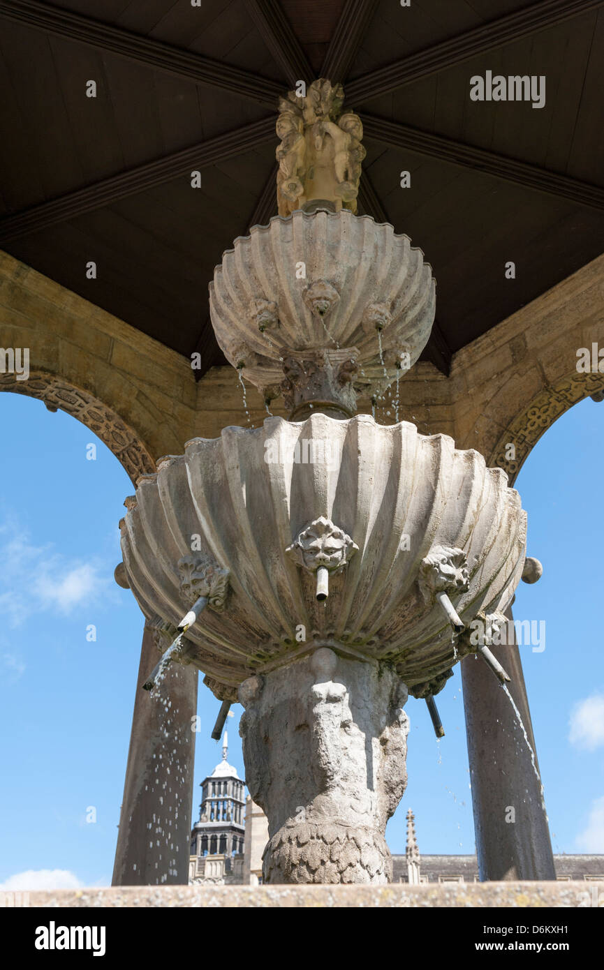 A stone fountain at Trinity College Cambridge University Cambridge UK ...