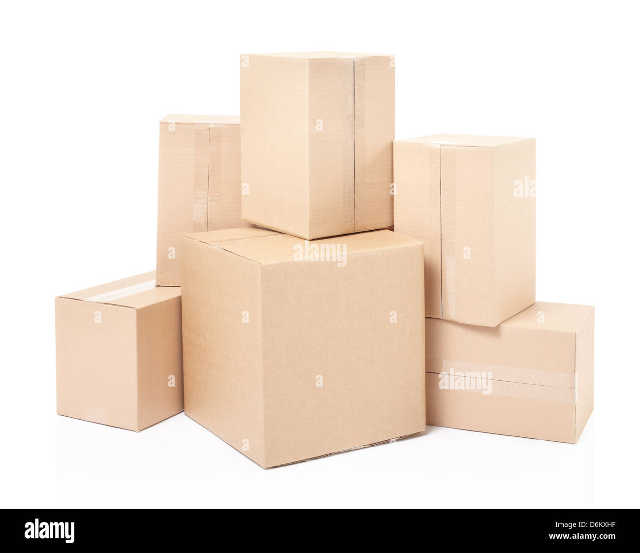 Cardboard boxes stack isolated on white, clipping path included Stock ...