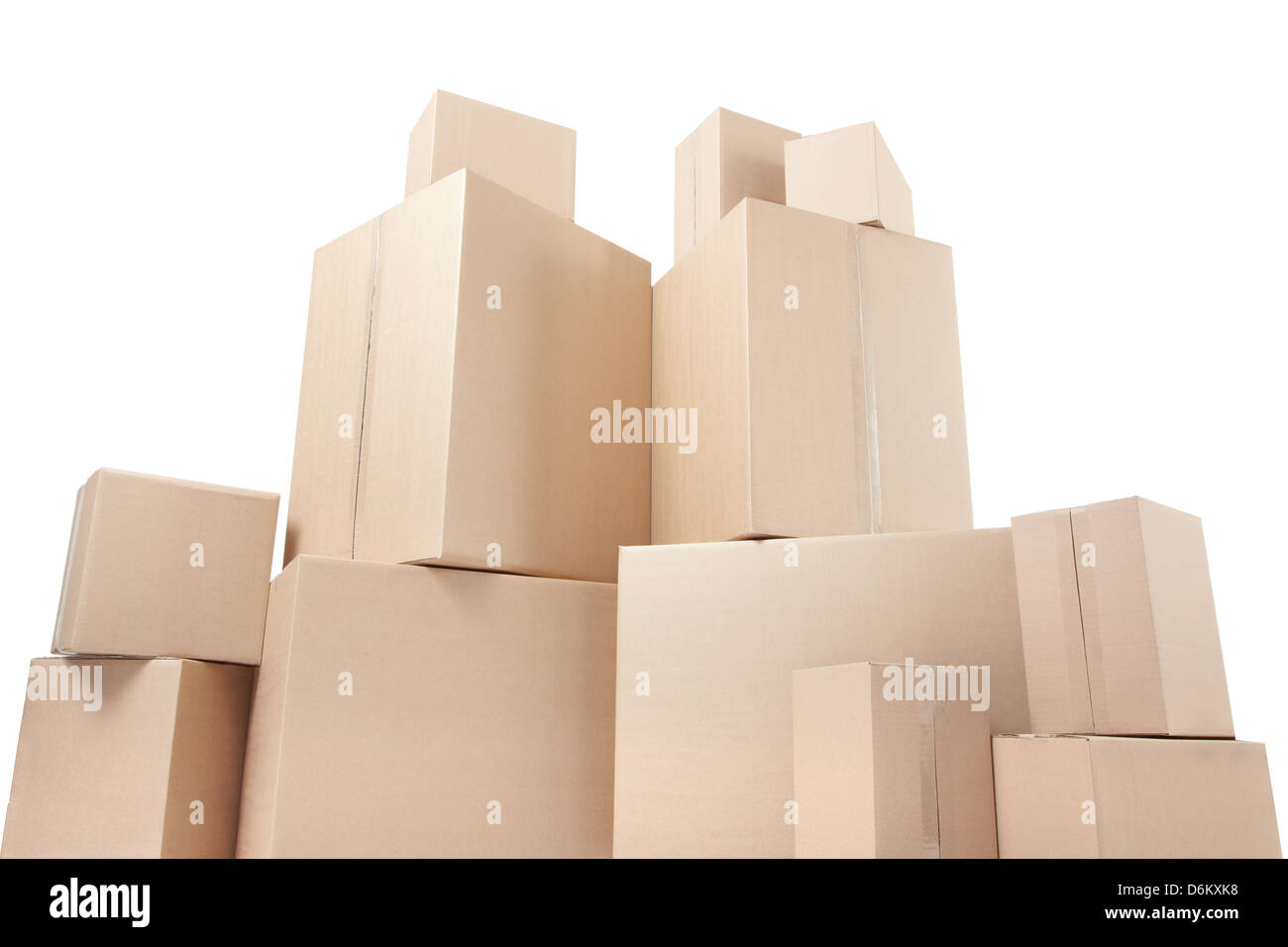 Cardboard boxes stack, low angle view Stock Photo - Alamy