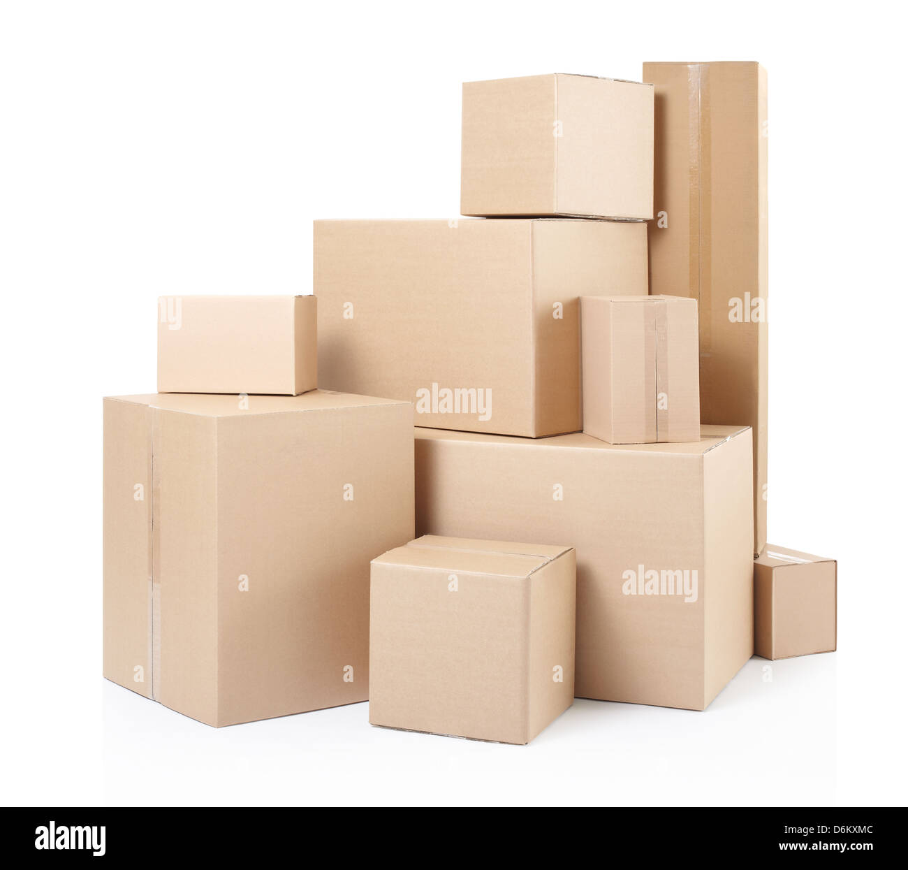 Cardboard boxes stack isolated on white, clipping path included Stock ...