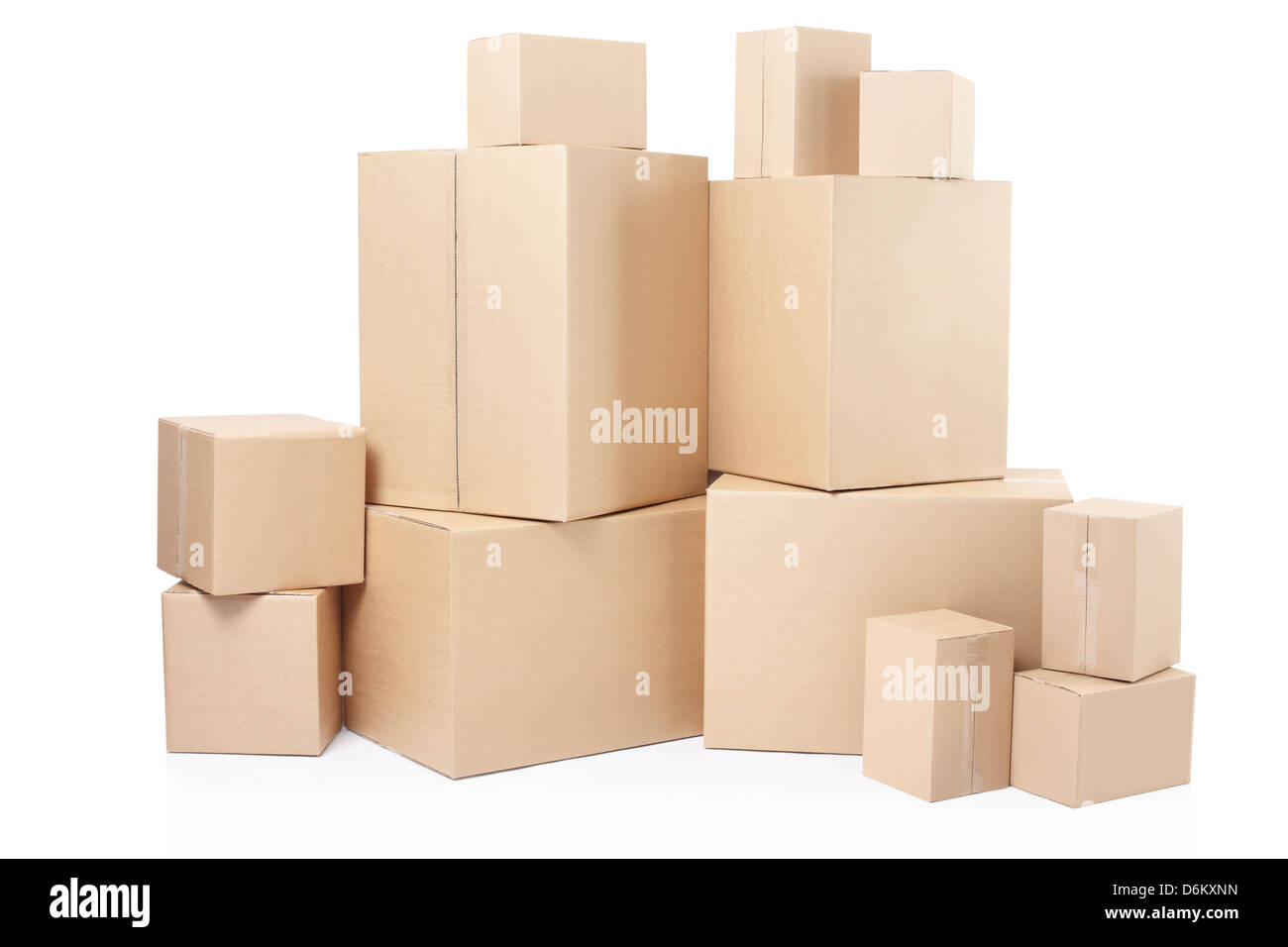 Cardboard boxes stack isolated on white, clipping path included Stock ...