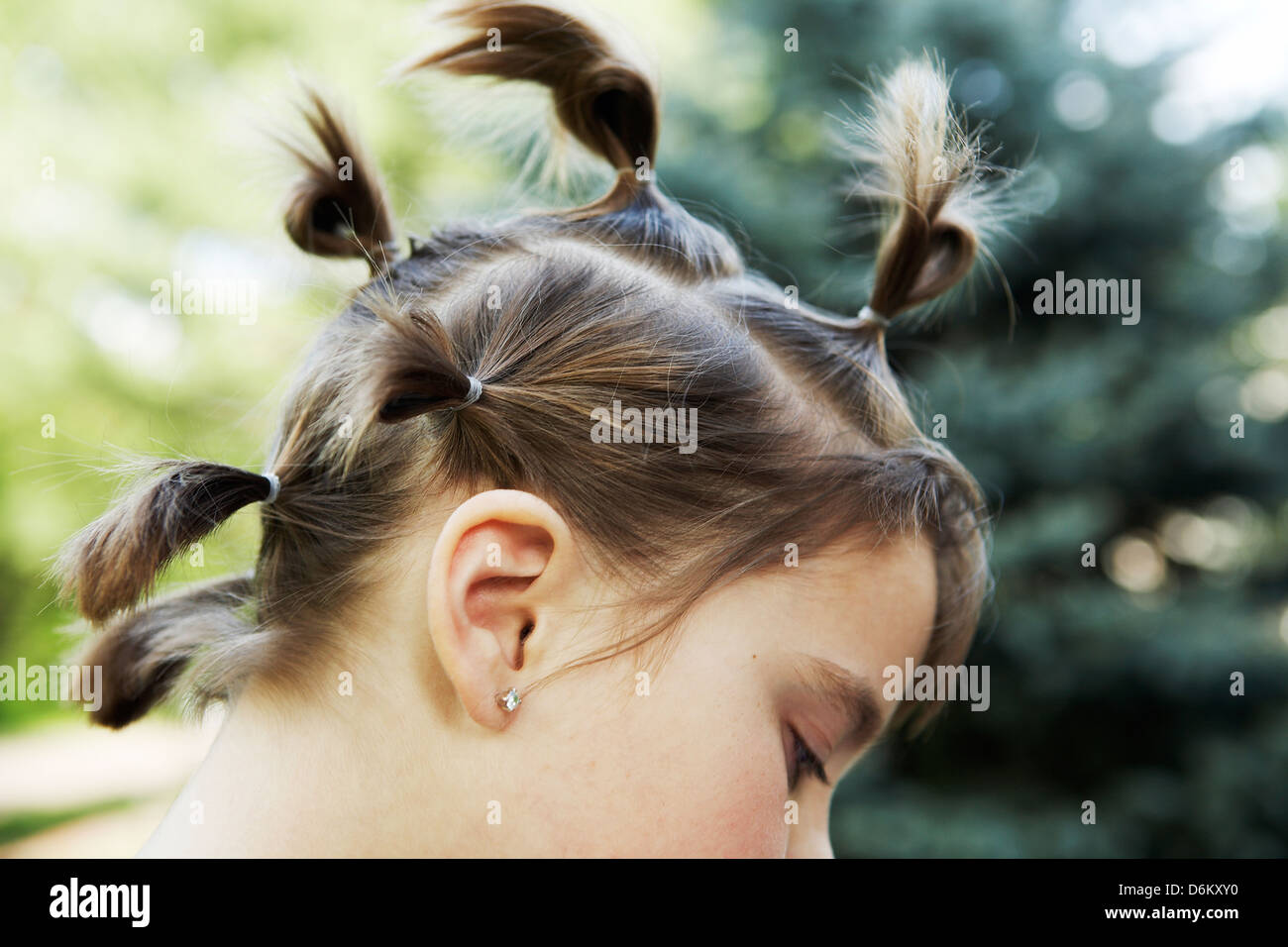 8 year old girl with pig tails Stock Photo - Alamy