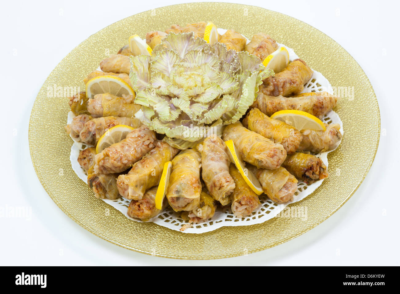 cabbage leaf wrap Turkish food with rice and olive Stock Photo - Alamy