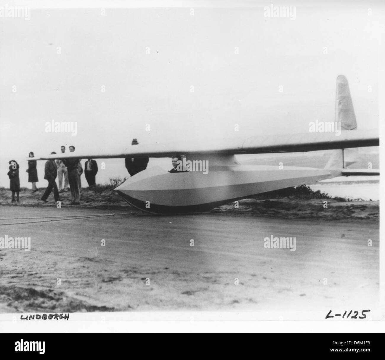 Charles Lindbergh is shown in the Bowlus SP-1 sailplane, an early ...