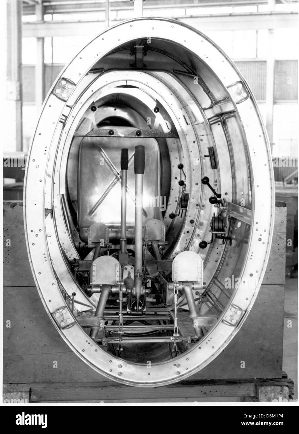 This image features the fuselage and rudder pedals of the Ryan STM ...