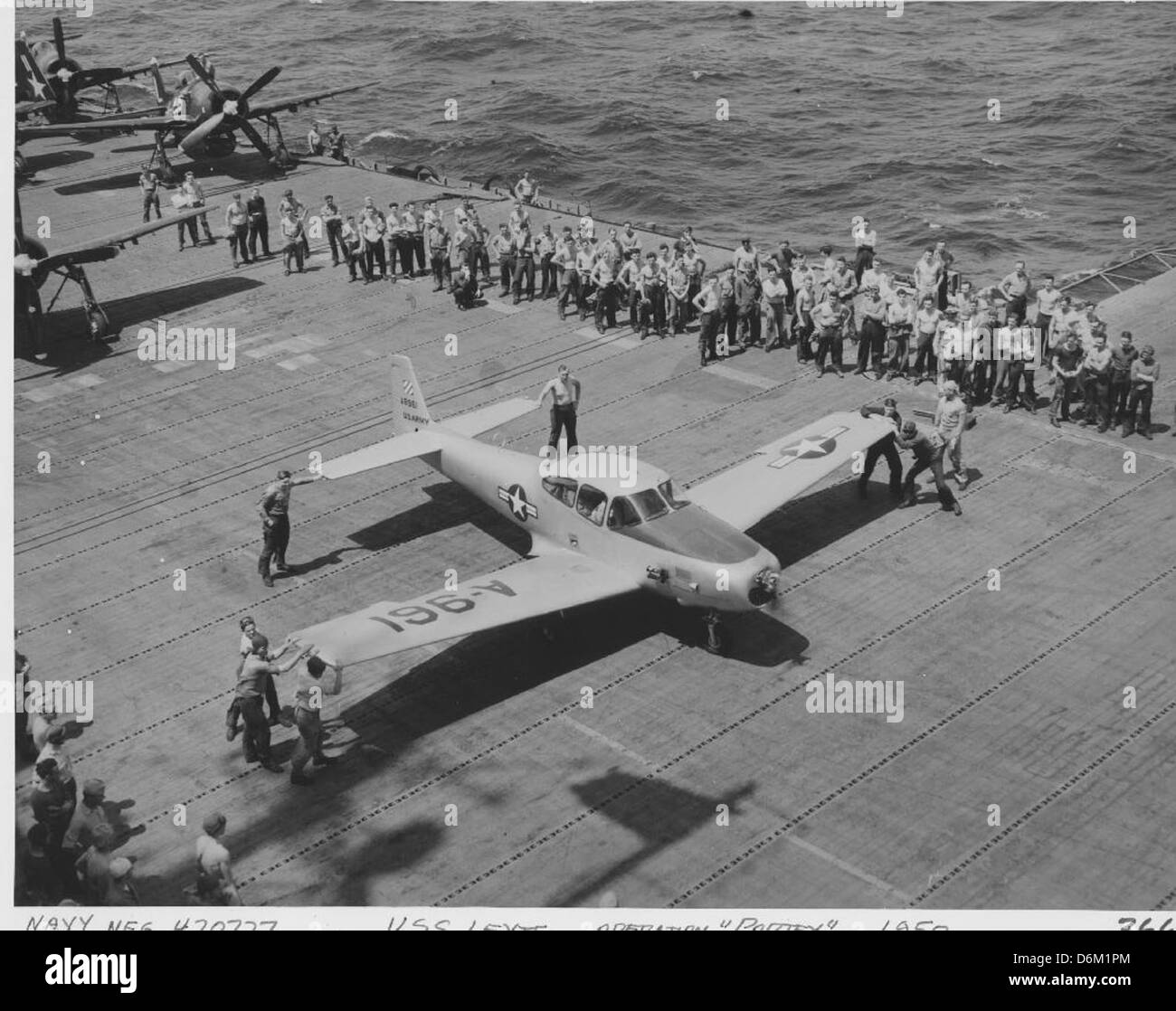 Flight operation on aircraft carrier Black and White Stock Photos ...