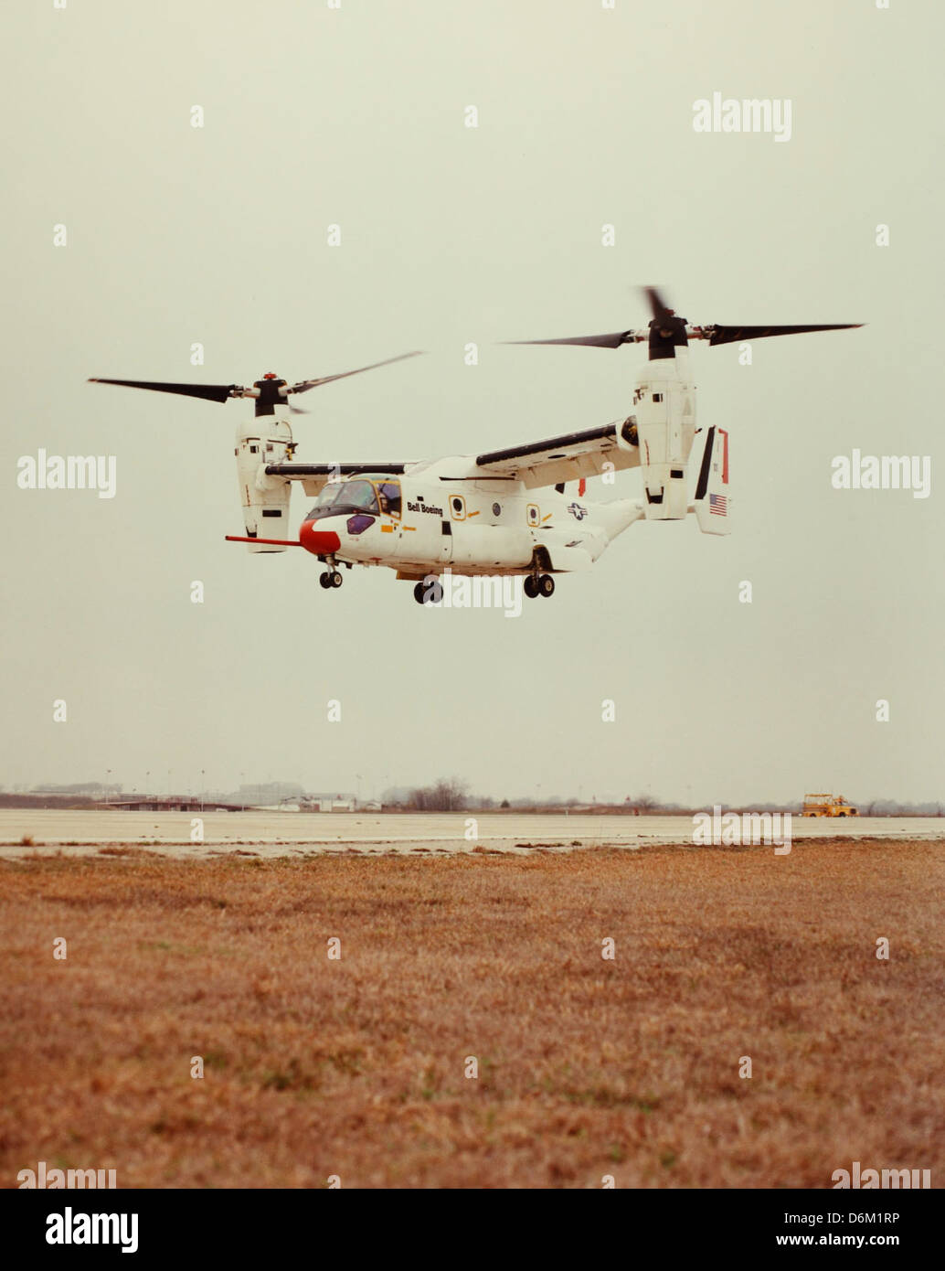 This NHHS photo showcases a Bell Boeing tilt-wing helicopter hovering ...