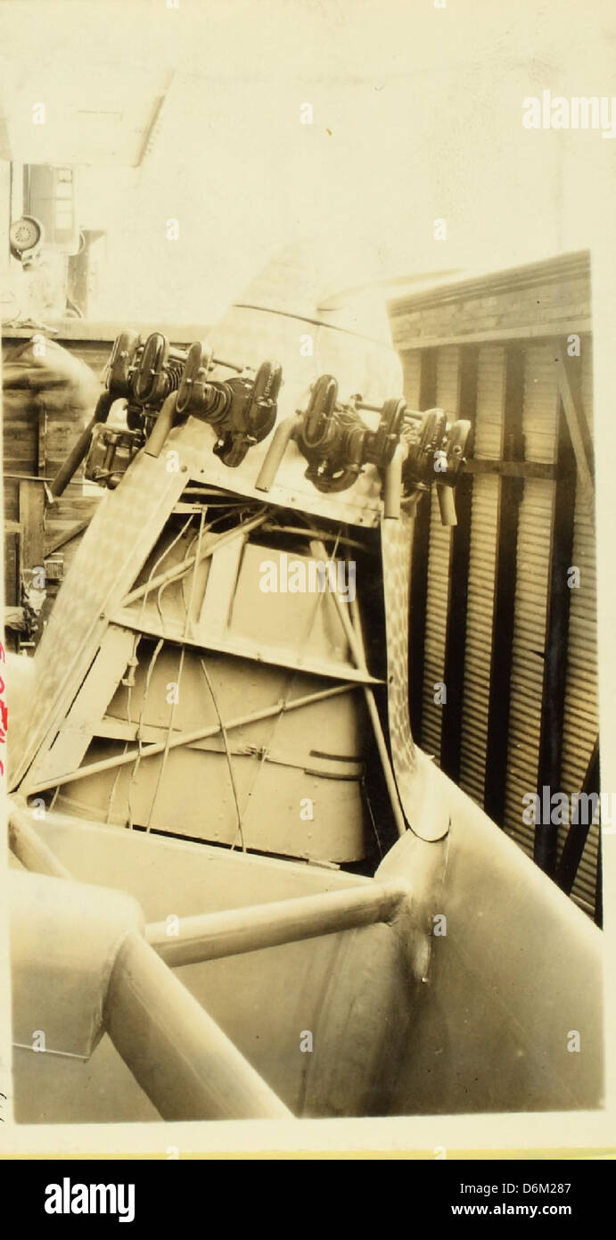This close-up view highlights the nose of an aircraft, offering a ...