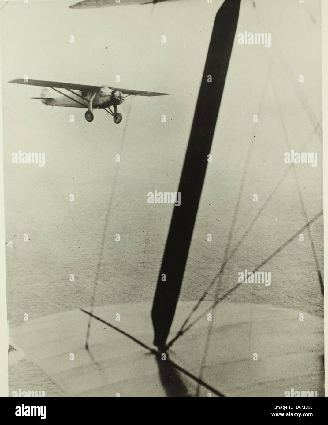 The Spirit of St. Louis in flight, with the engine spinner removed ...