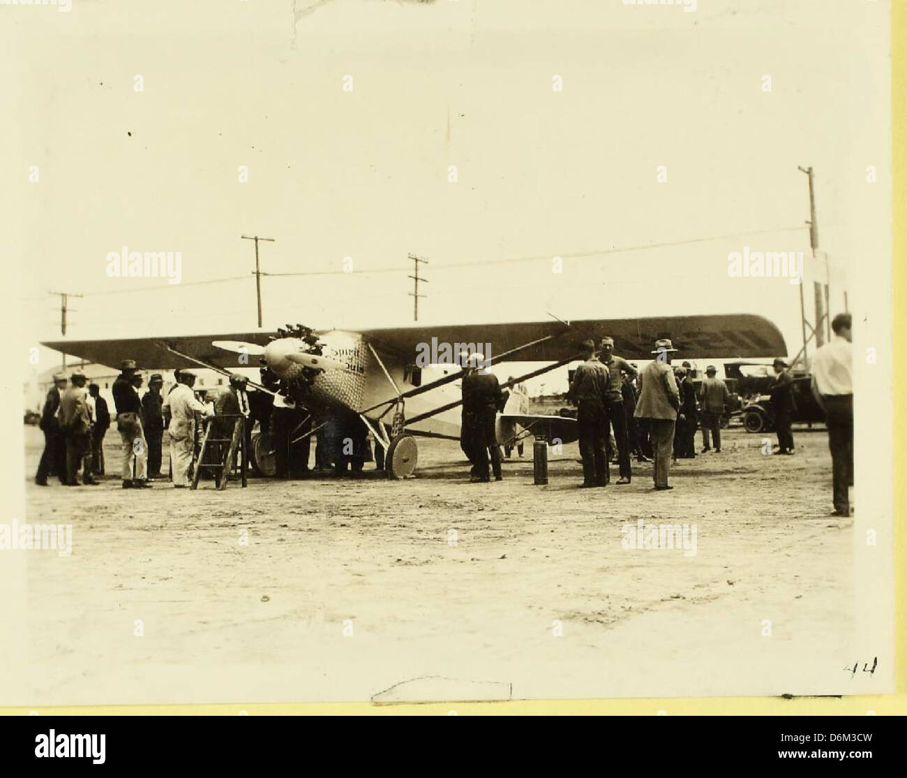 This image depicts preparations for the famous Spirit of St. Louis ...