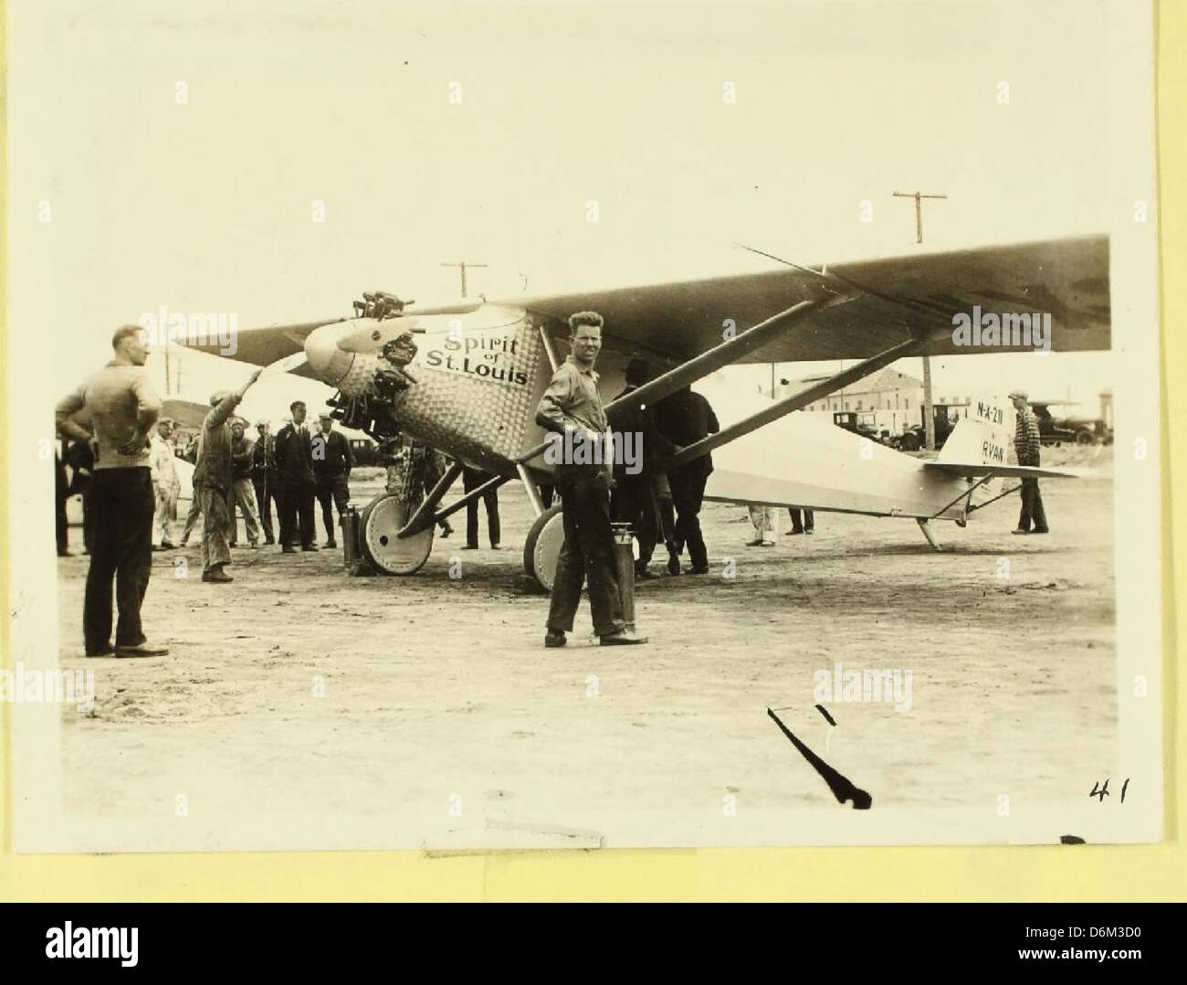 The Spirit of St. Louis, Charles Lindbergh’s historic aircraft, is being prepared for display ...