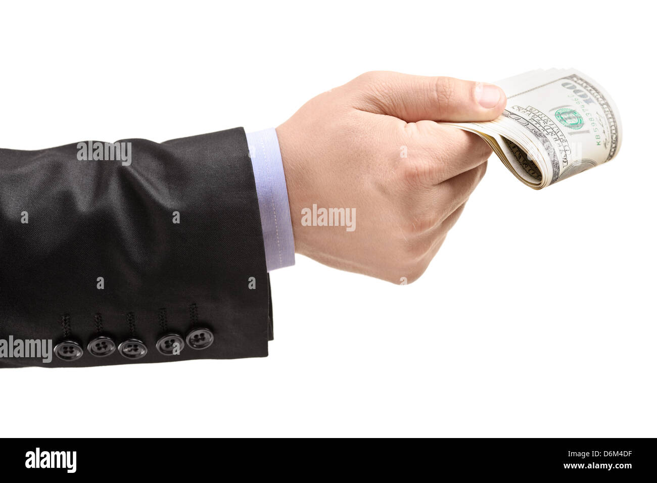 Male hand offering money, isolated on white background Stock Photo - Alamy