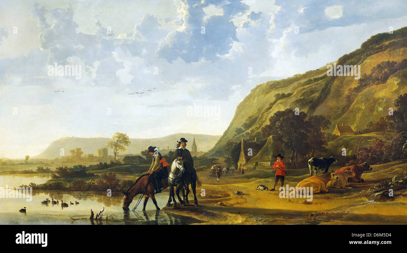 Aelbert Cuyp, River Landscape with Riders 1653-1657 Oil on canvas ...