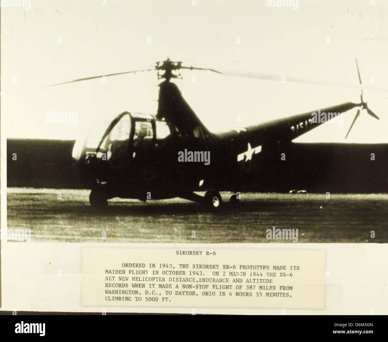 The Sikorsky R-6 was a helicopter used primarily during World War II ...