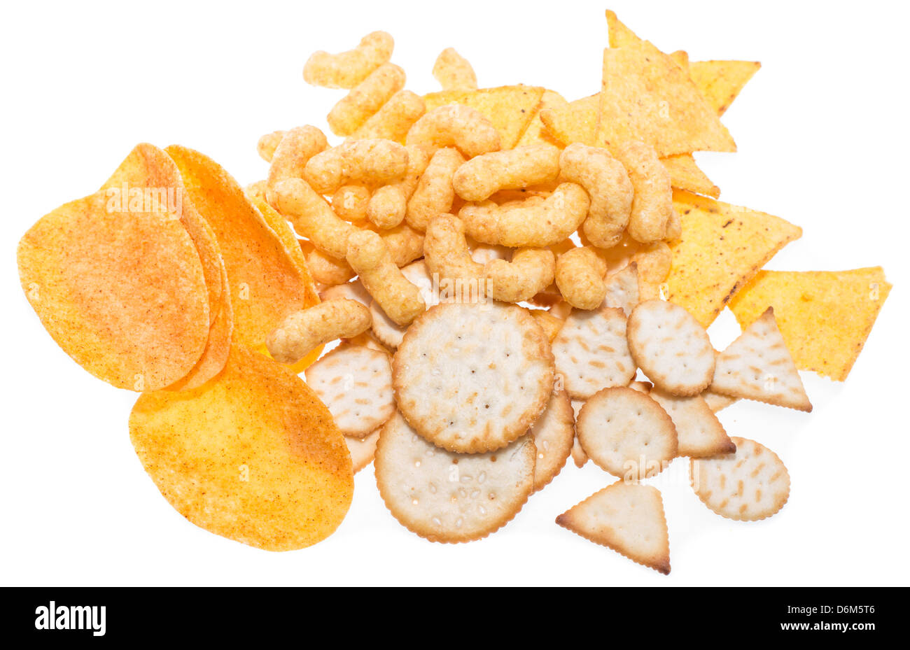 Snacks isolated on white background Stock Photo - Alamy