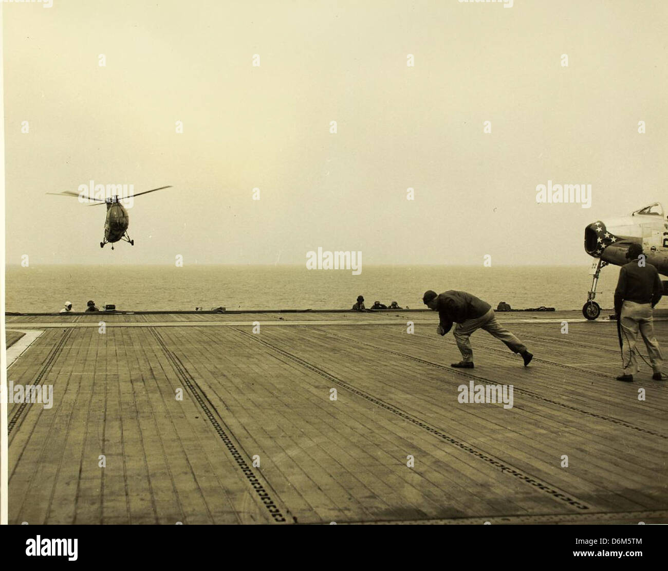 HU-1 Det helicopter operations aboard USS Hancock (CV-19) flying ...