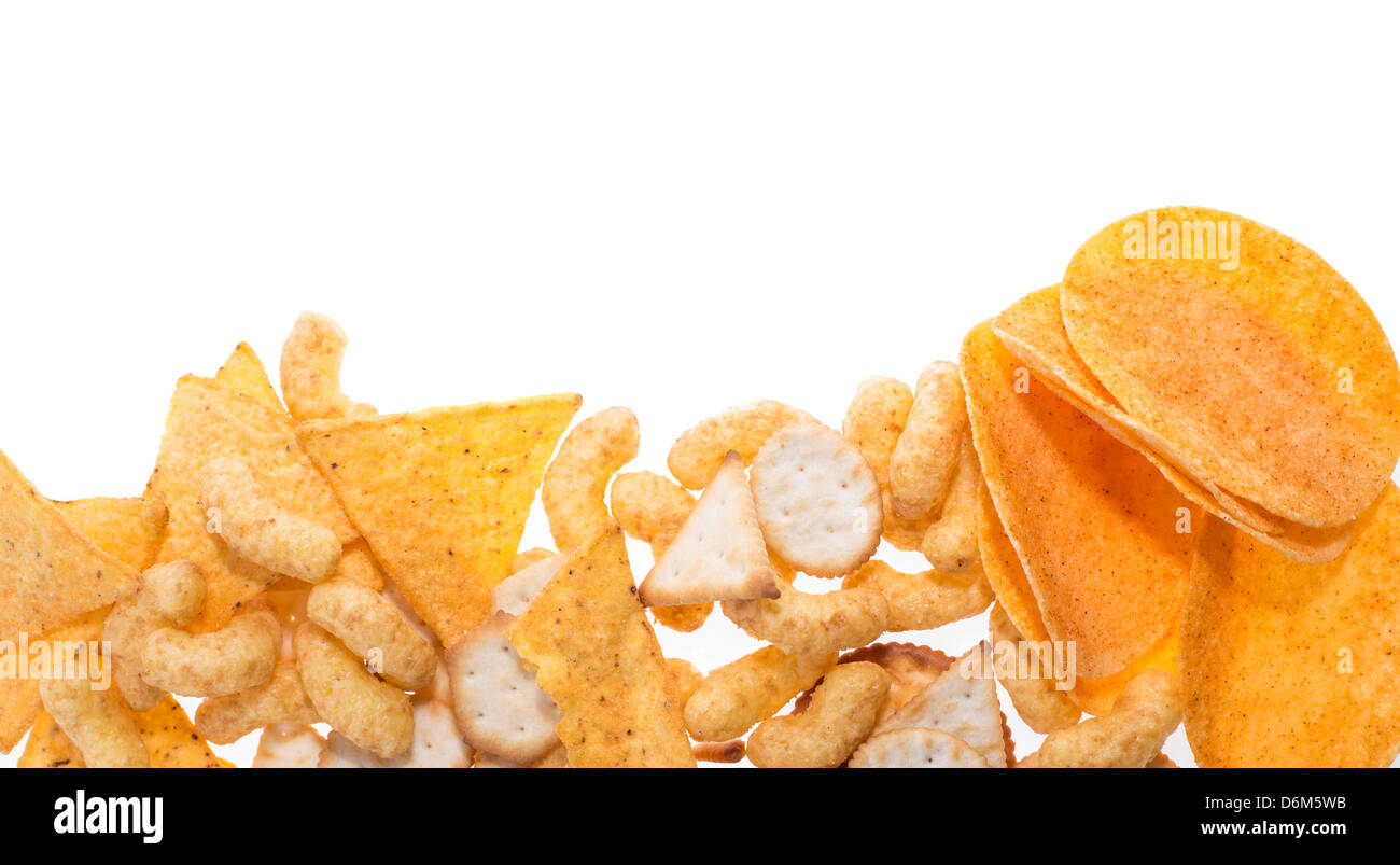 Snacks isolated on white background Stock Photo - Alamy