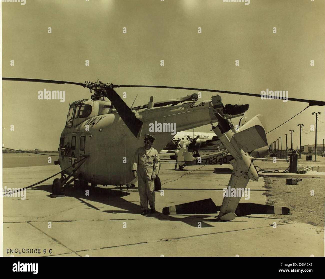 This photo depicts the aftermath of an accident involving a Navy HO4S ...