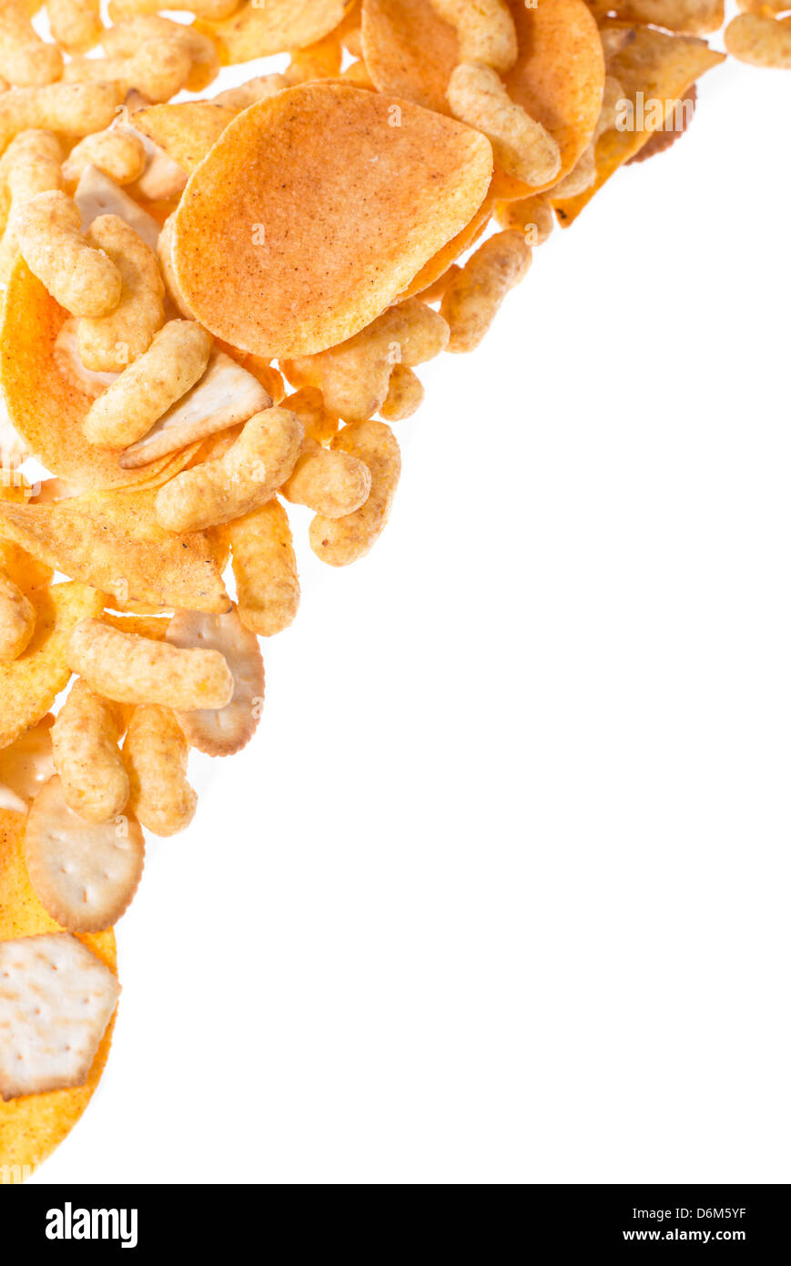 Snacks isolated on white background Stock Photo - Alamy