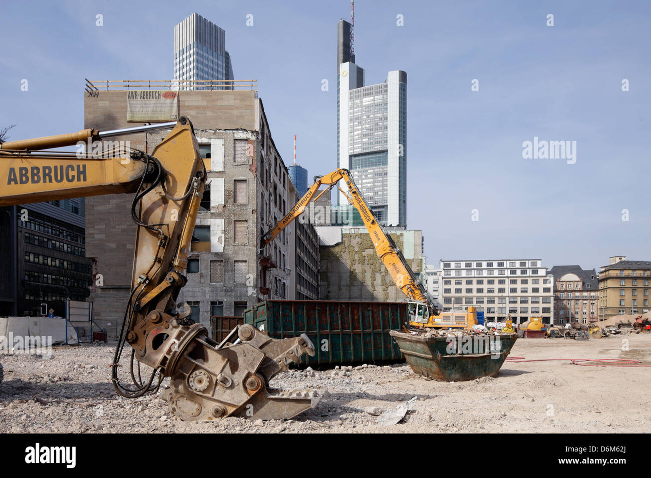 Frankfurt am Main, Germany, demolition work in the financial district ...