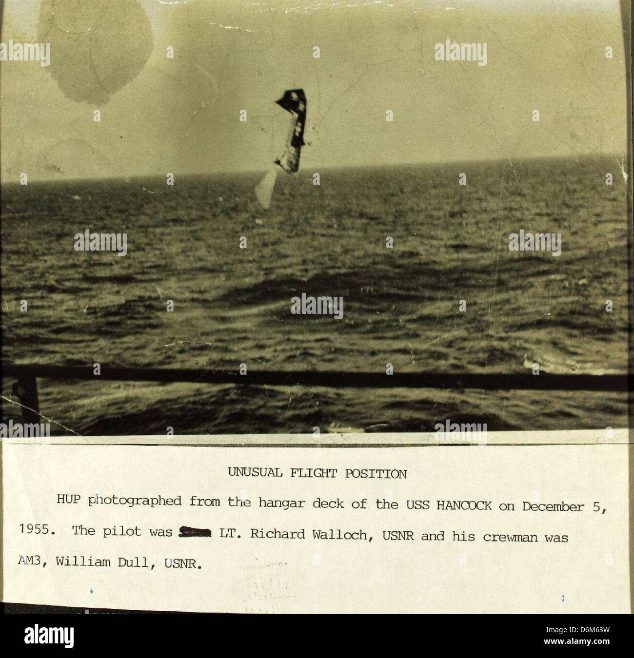 The HUP helicopter, captured in a vertical dive about 40 feet above ...