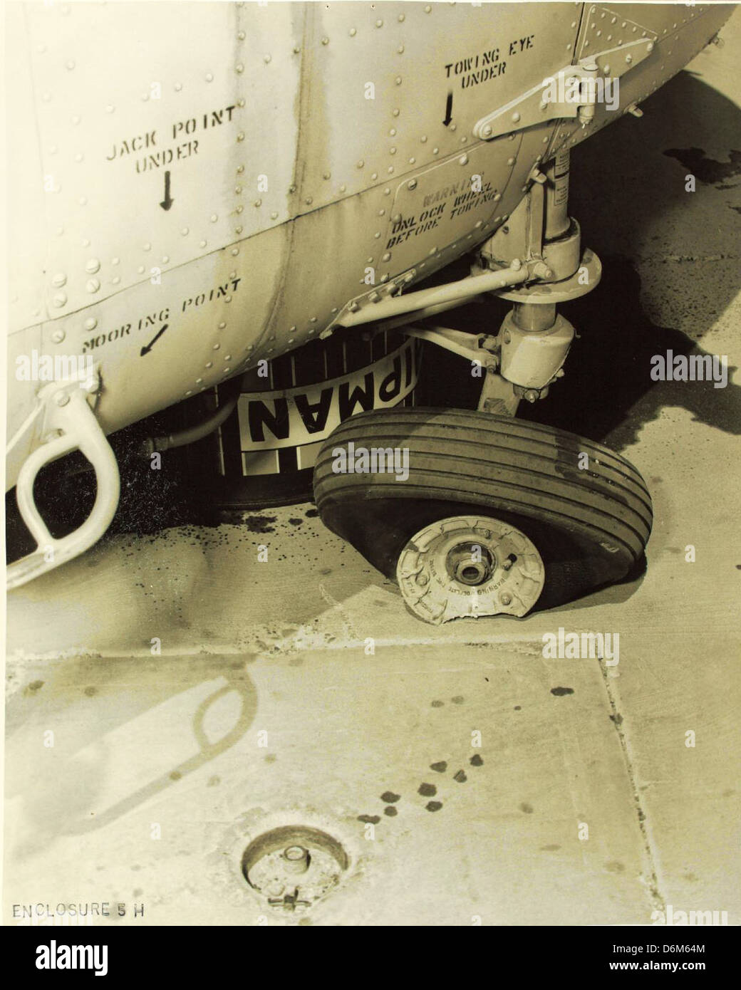 This closeup photo shows the aftermath of a Navy HO4S accident in Pecos ...