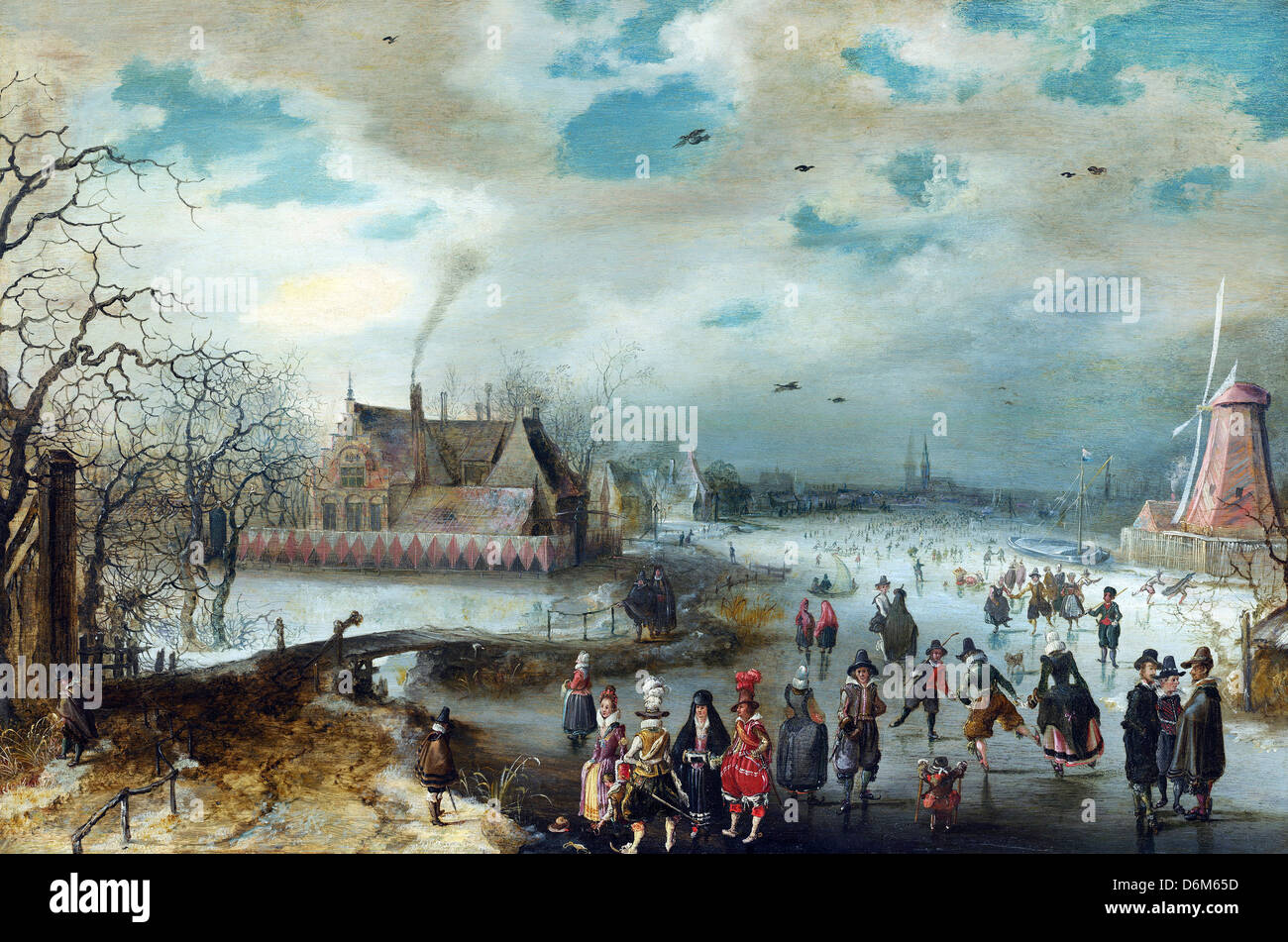 Adam van Breen, Skating on the Frozen Amstel River. 1611 Oil on panel ...