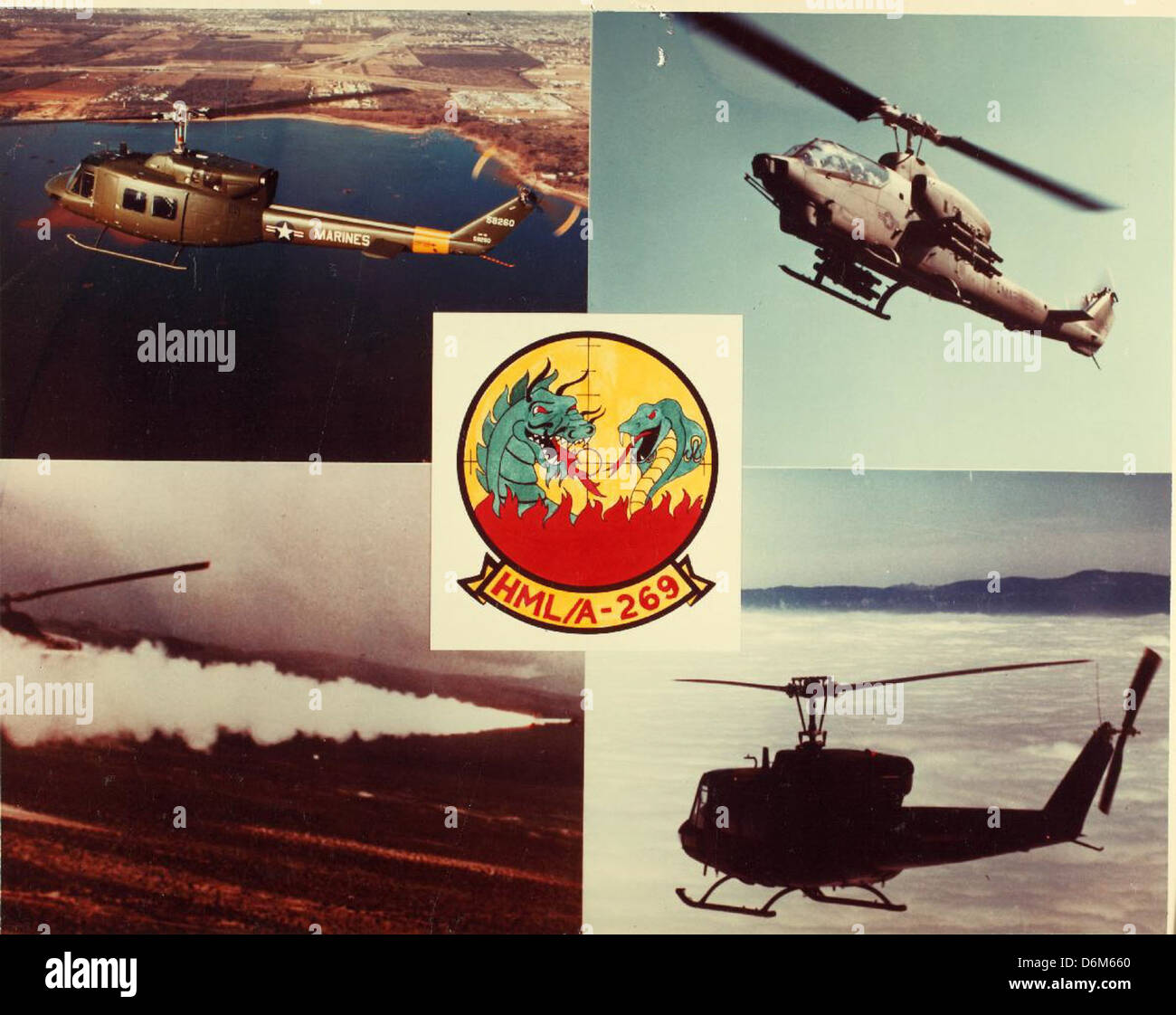 The four H-1 photos featuring the HML/A-269 logo represent key moments ...