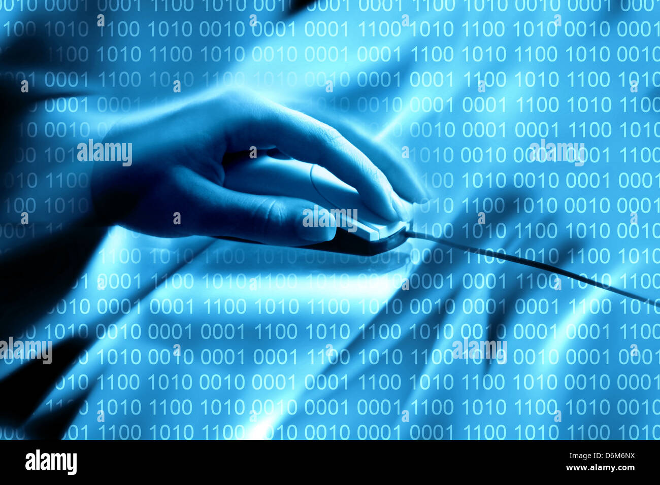 mouse in hand hard work concept Stock Photo - Alamy