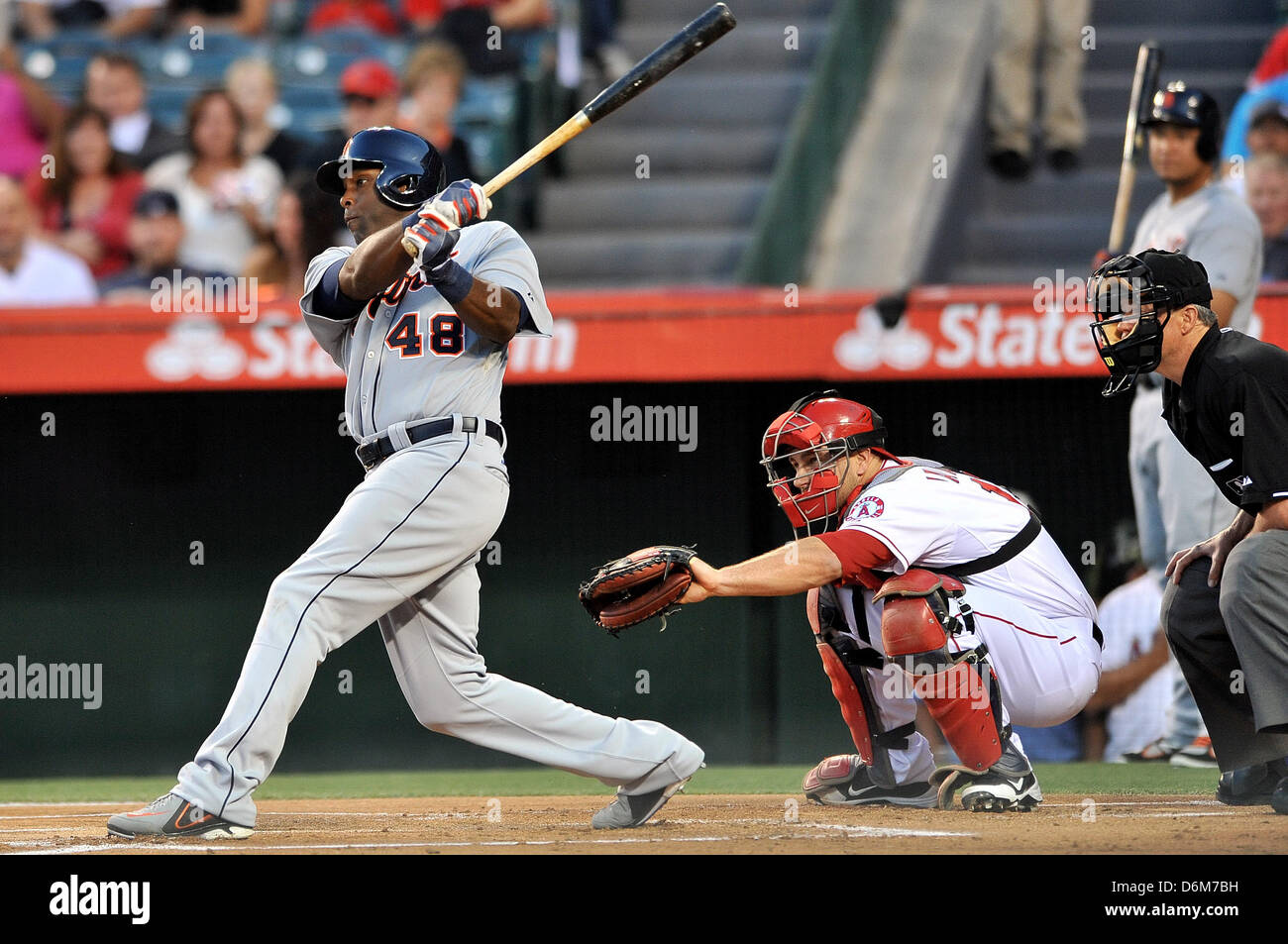 Anaheim, California, USA. 19th April, 2013. Tigers' Torii Hunter #48 ...