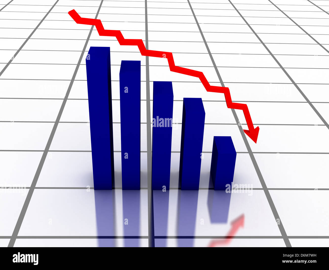 3D falling graph with red arrow Stock Photo - Alamy