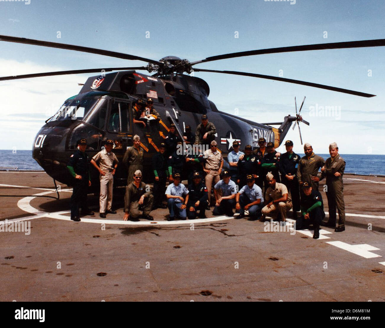 This photo shows a Navy crew operating the H-3 helicopter. The H-3 was ...
